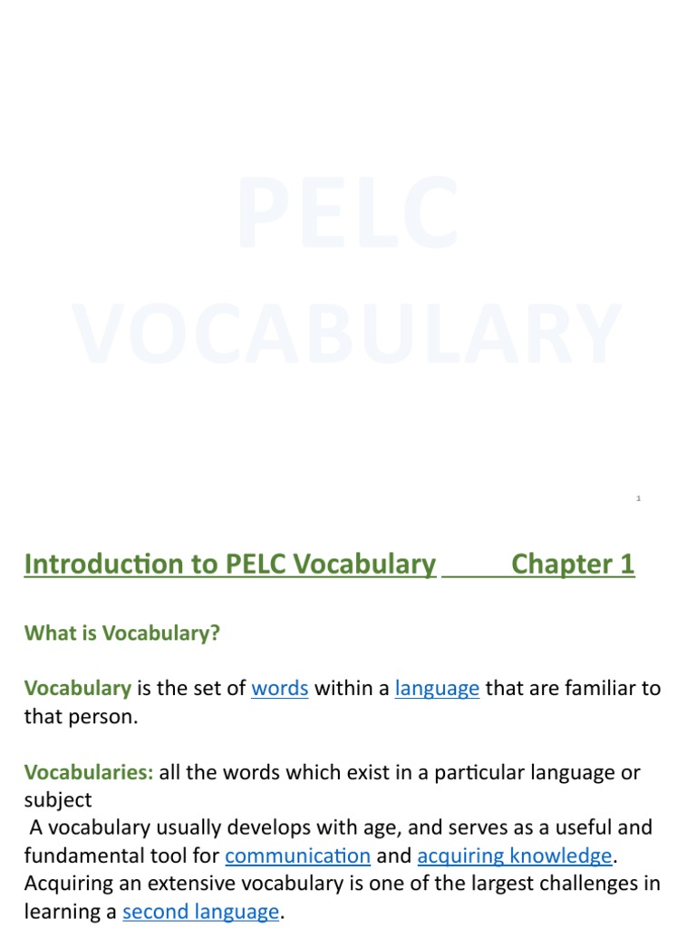 PELC Vocabulary and Idioms 2022 | PDF