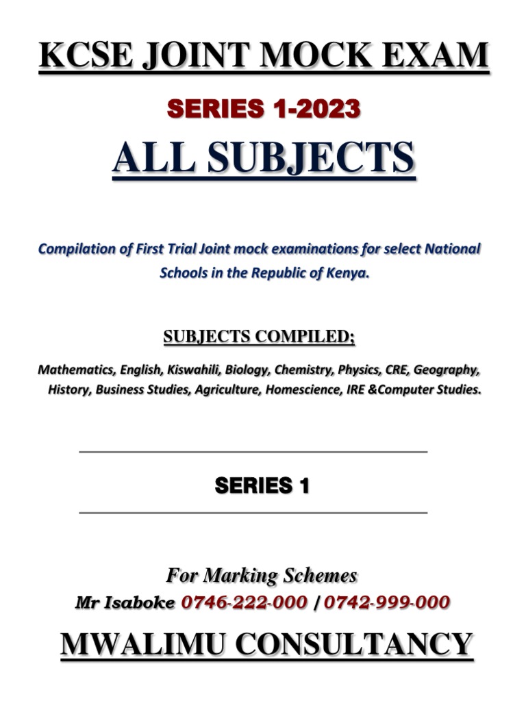 Kcse 2023 Joint Mocks s1 | PDF | Chemistry | Physical Sciences