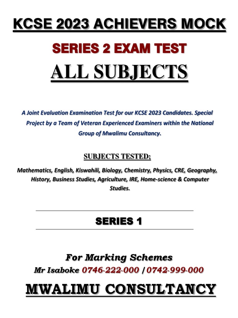 Kcse 2023 Achievers Mocks s2 | PDF | Wheat