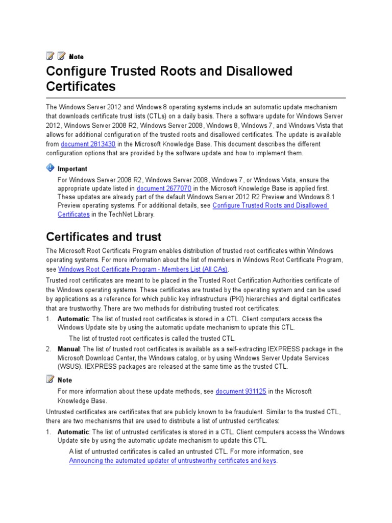 Configuring Trusted Roots in Windows Server | PDF | Group Policy ...