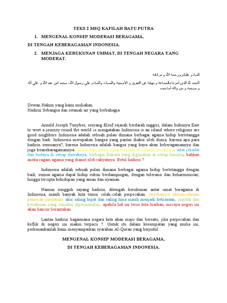 TEKS MSQ 2 Kota Batu Putra | PDF