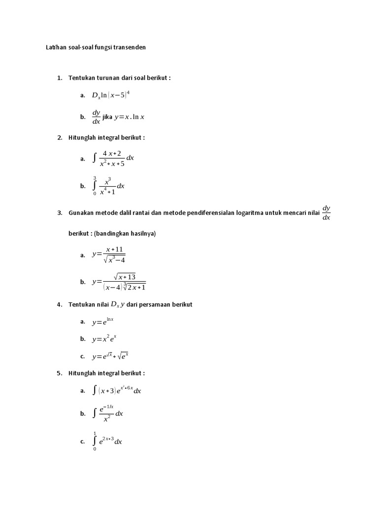 Latihan Soal Fungsi Transenden | PDF