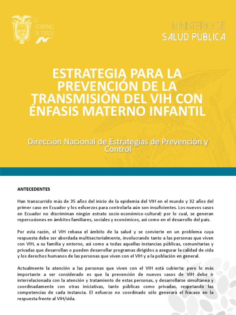 Estrategia para La Prevención de La Transmisión Del Vih Con Énfasis Materno Infantil | PDF | VIH ...