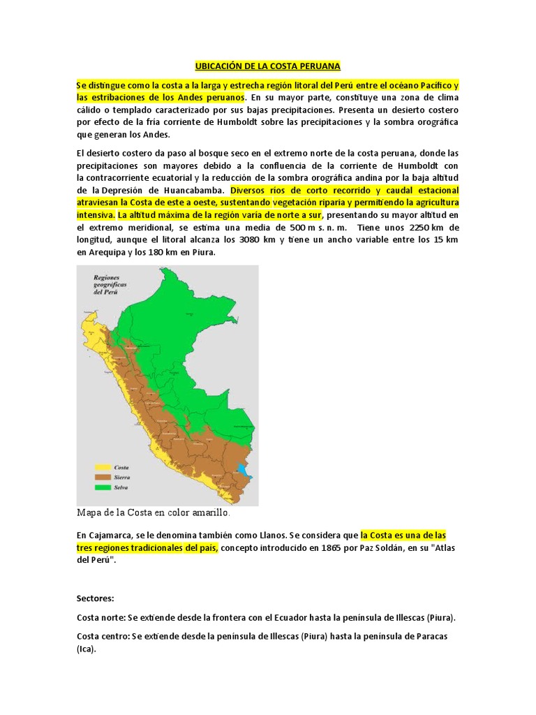 Ubicación de la Costa Peruana | PDF | Ciencias sociales | Viajes y turismo