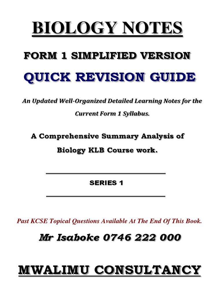Form 1 Bio Simplified Notes | PDF | Leaf | Osmosis