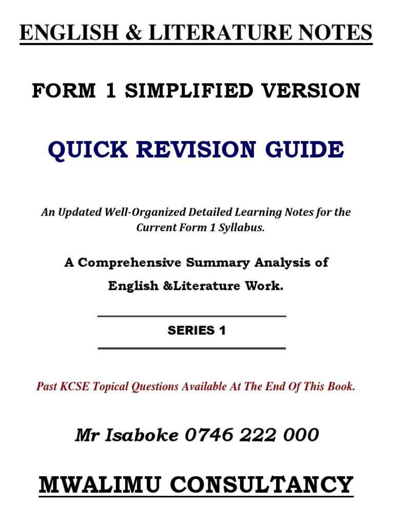 Form 1 Eng Simplified Notes | PDF