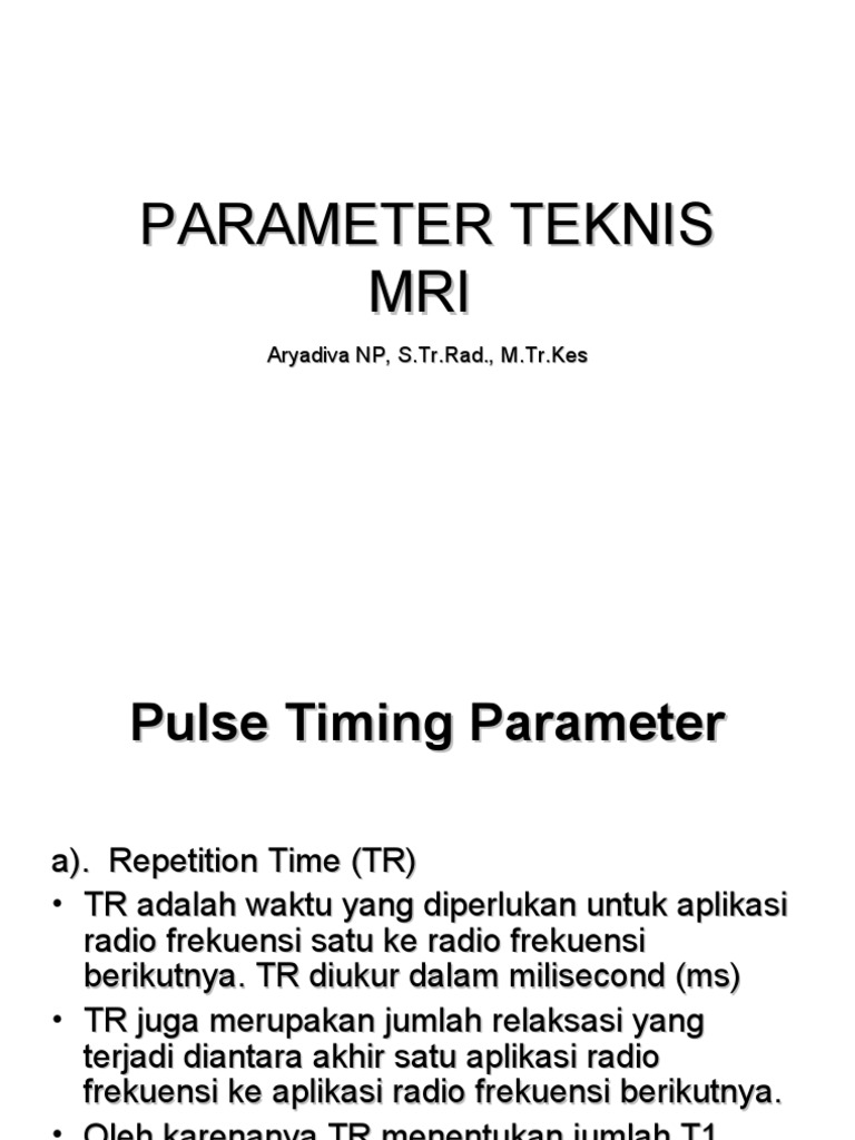 Parameter Teknis Mri | PDF