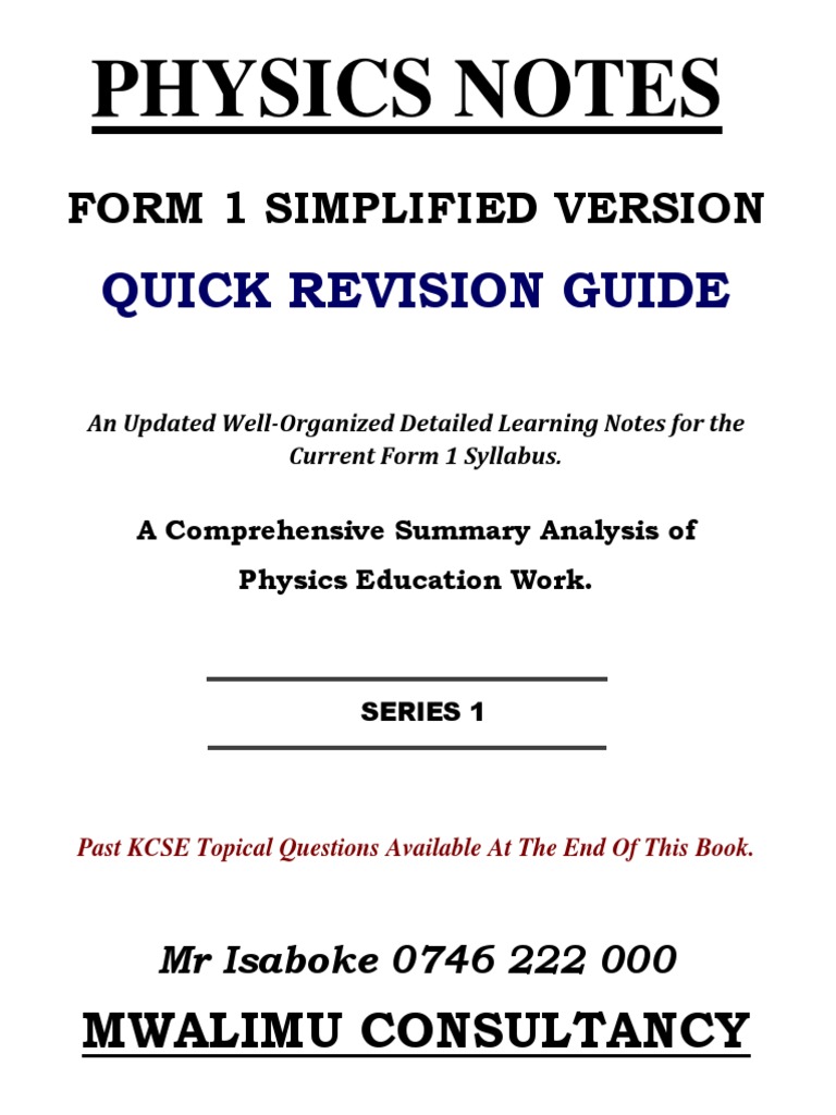 Form 1 Phys Simplified Notes Pdf Area Physics