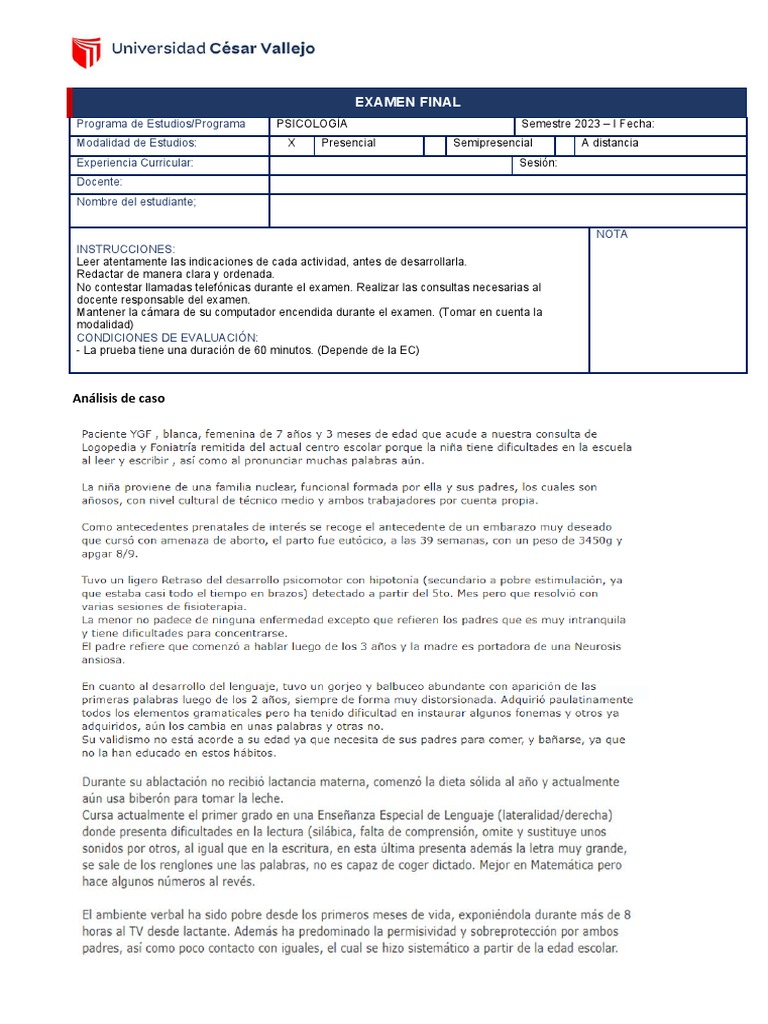 Formato Examen Final Editable | PDF