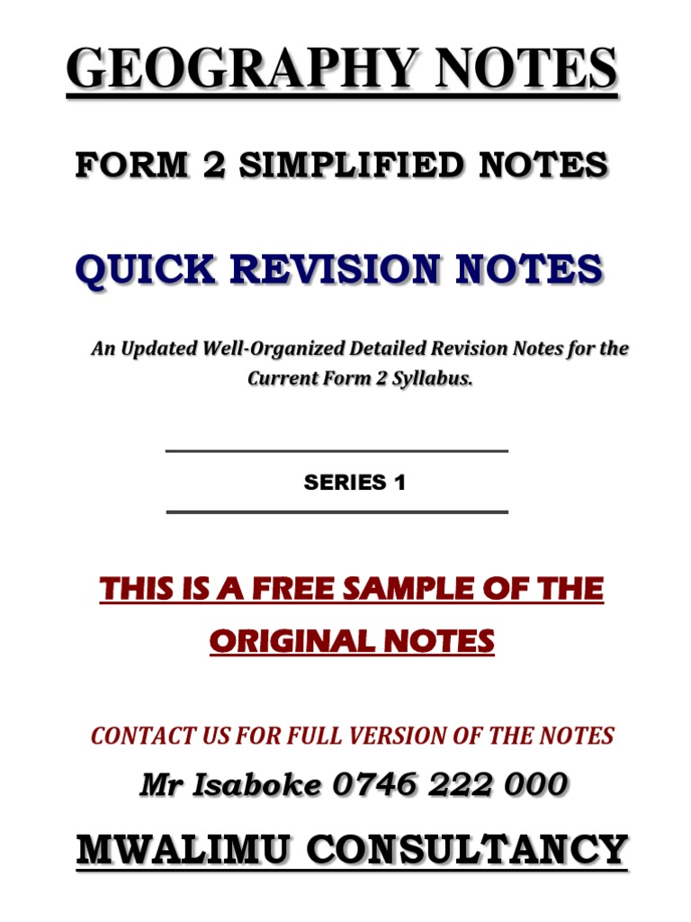 f2 Geography Simplified Notes SP | PDF | Plate Tectonics | Volcano