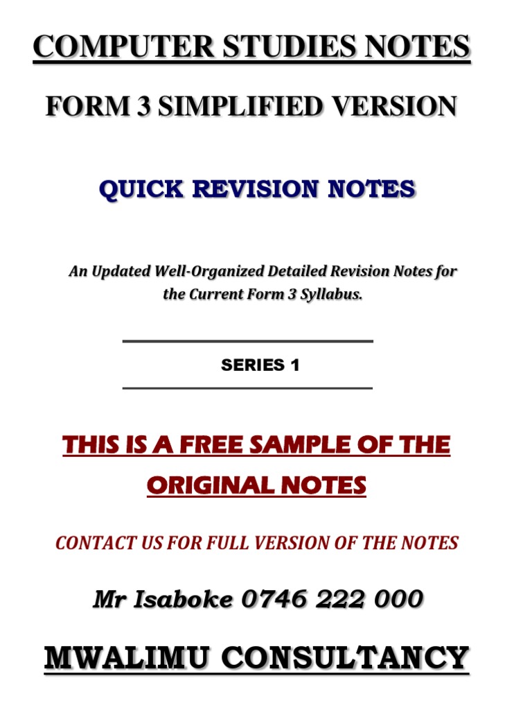 F3 Computer Simplified Notes SP PDF Binary Coded Decimal Computer