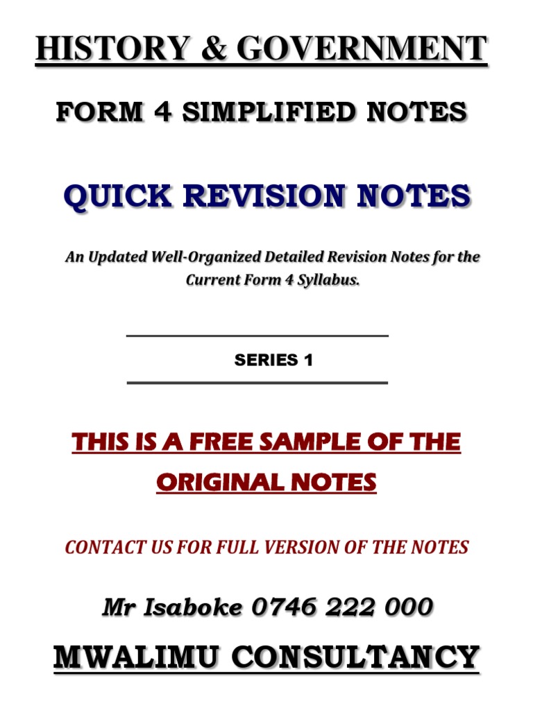 Form 4 History Notes: World Wars Overview | PDF | Allies Of World War I ...