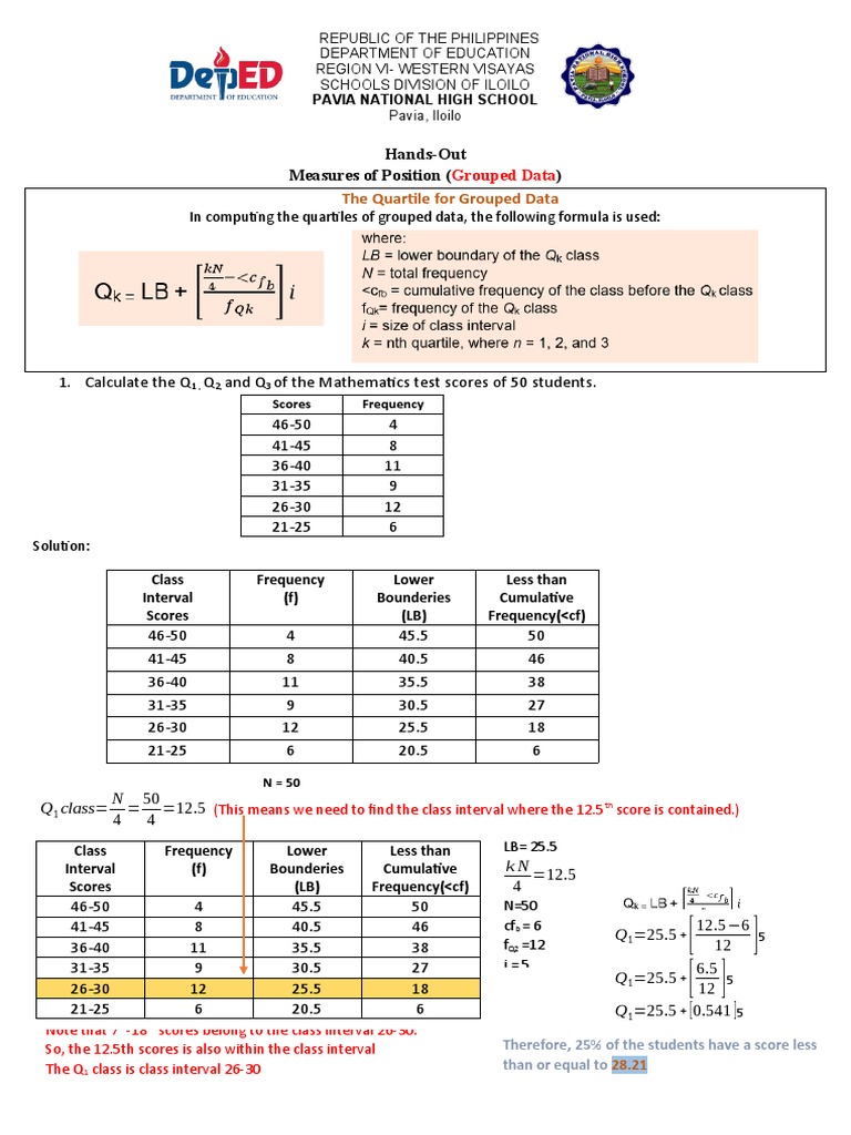 4th Hand Outsmeasures of positionsDECILE - GROUPED | PDF | Quartile ...