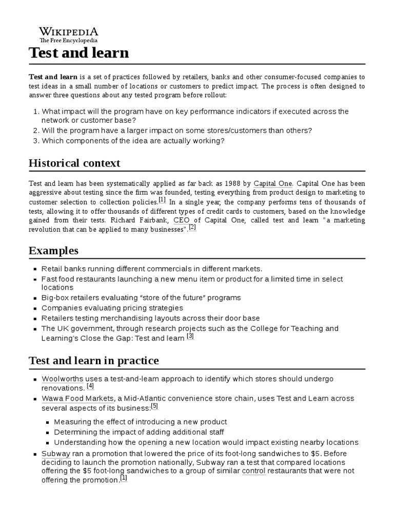 Test and Learn | PDF | Retail | Economies