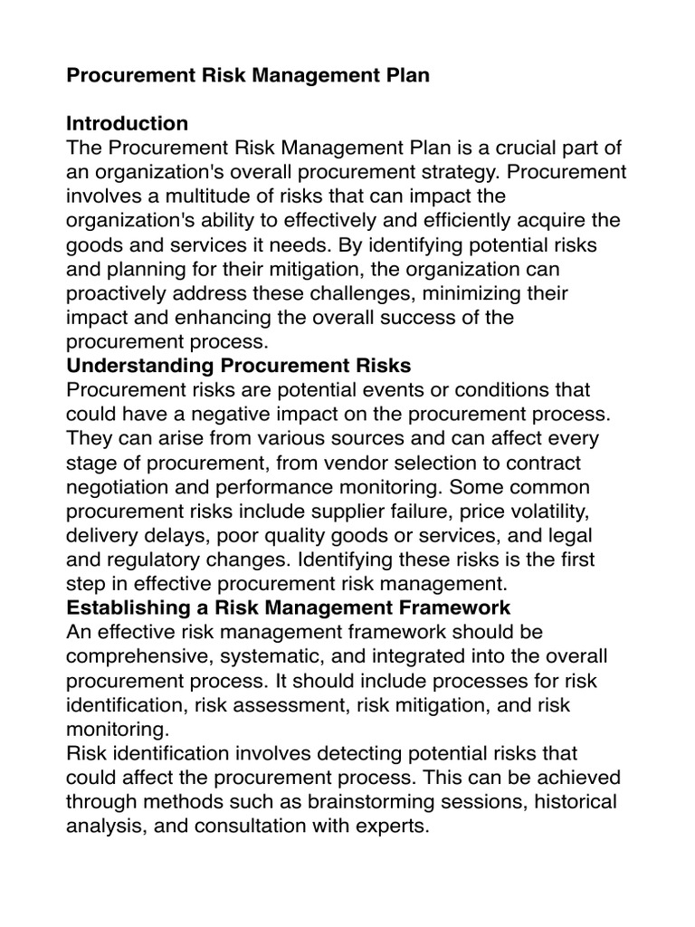 Procurement Risk Management Guide | PDF | Risk Management | Risk