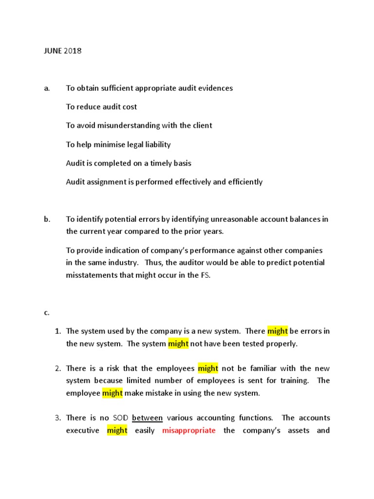 AUD589 Tutorial PYQ Q1 | PDF | Audit | Risk