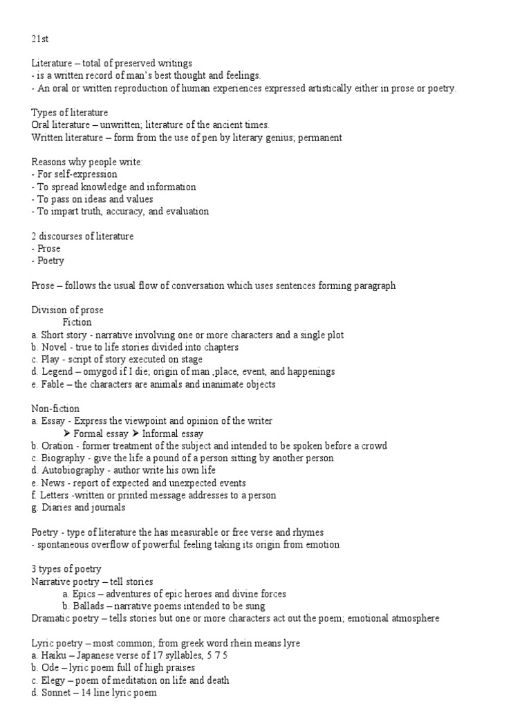 21st Lit Reviewer | PDF | Poetry | Narrative