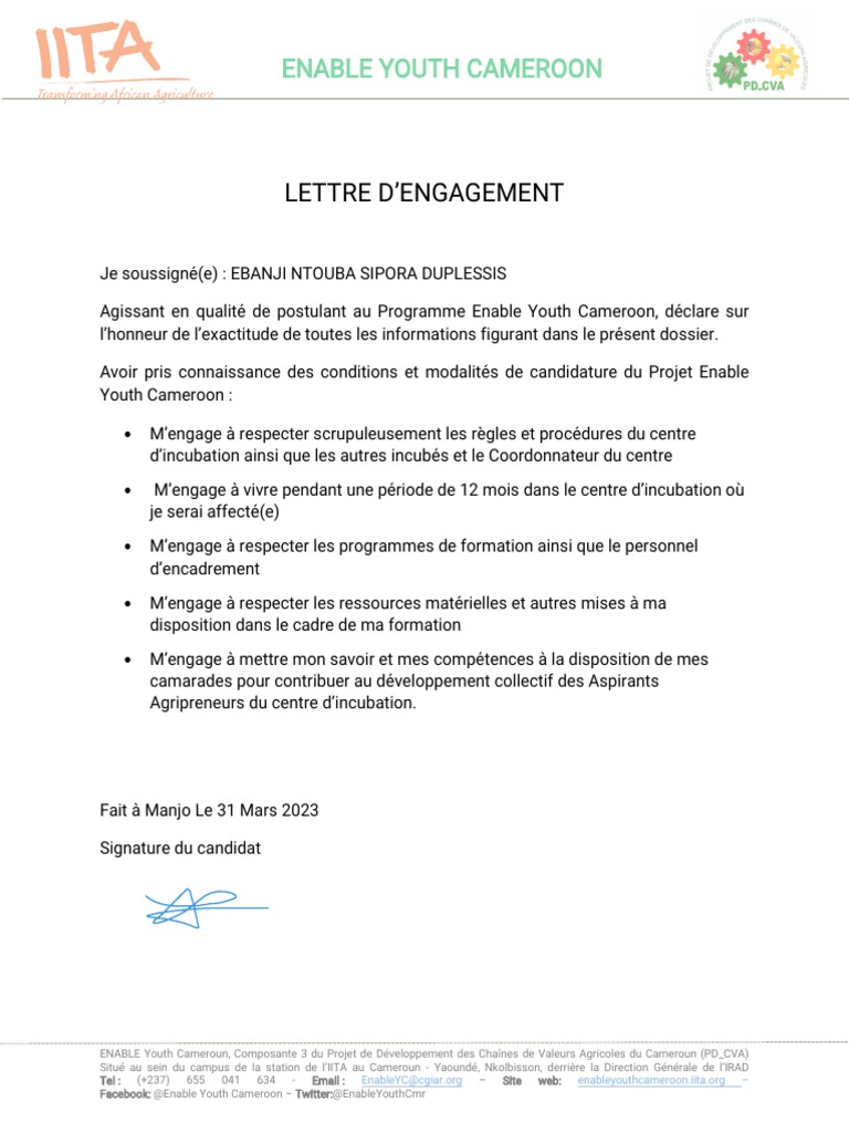 Lettre D'engagement | PDF