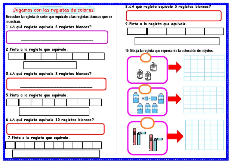 Ficha N°7.matemática - de Regleta de Colores Conocer Su Valor | PDF