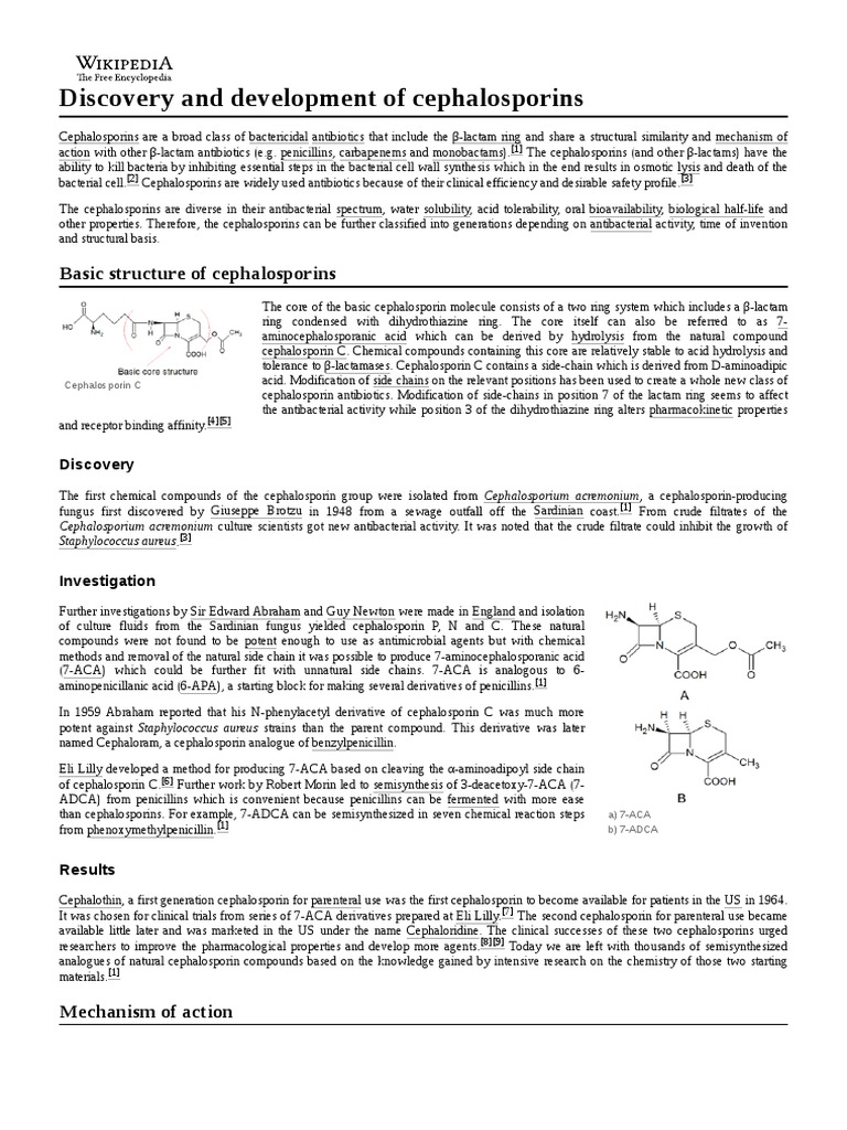 Discovery And Development Of Cephalosporins Download Free Pdf Chemistry Biochemistry