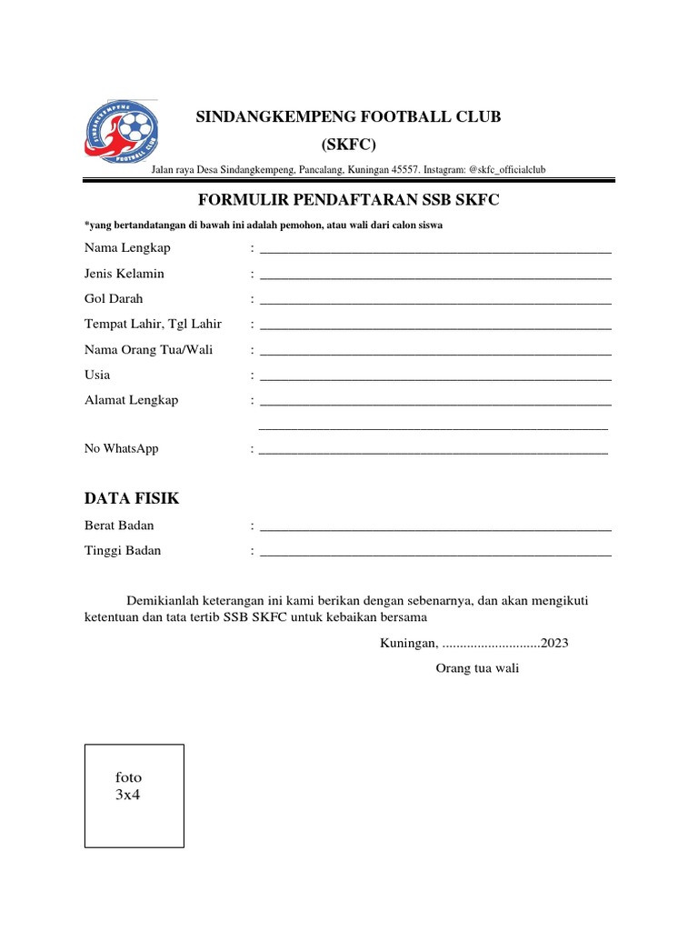 Format Formulir SSB SKFC | PDF