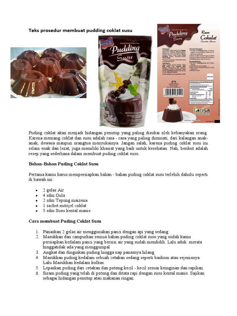 Teks Prosedur Membuat Pudding Coklat Susu | PDF