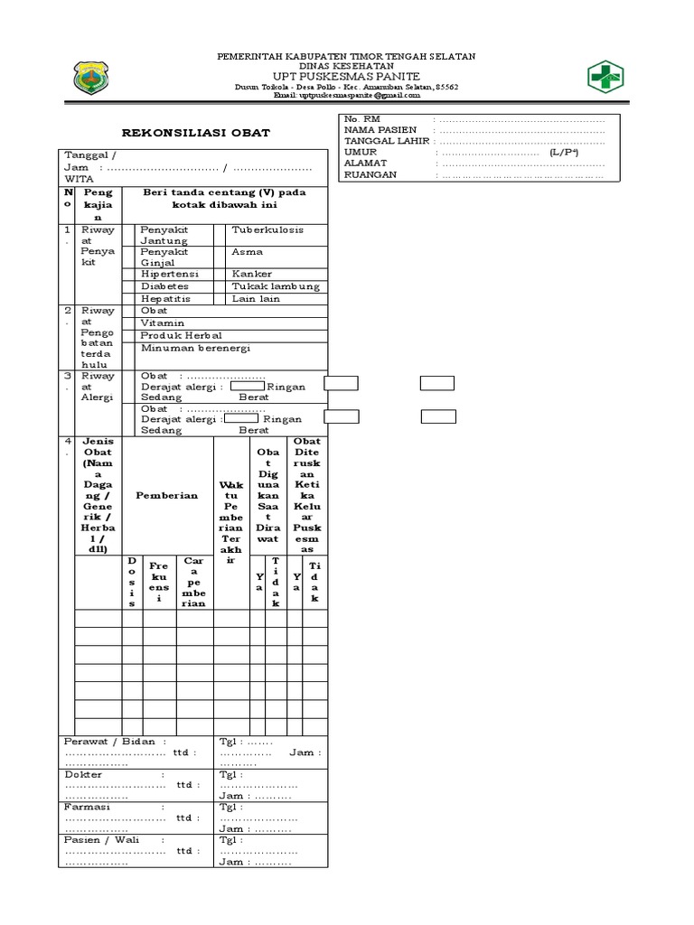 3.10.1.3 Form Rekonsiliasi Obat | PDF