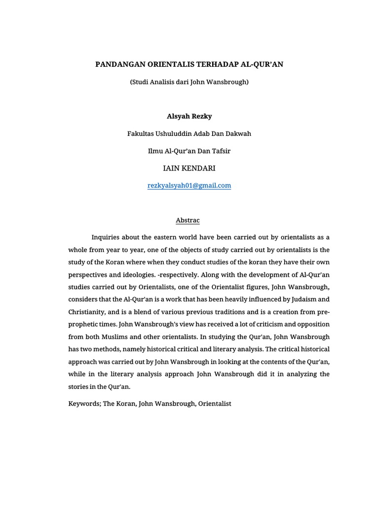 Analisis Wansbrough tentang Al-Qur'an | PDF