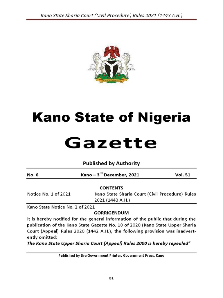 Kano State Sharia Court Rules 2021 | PDF | Default Judgment | Witness