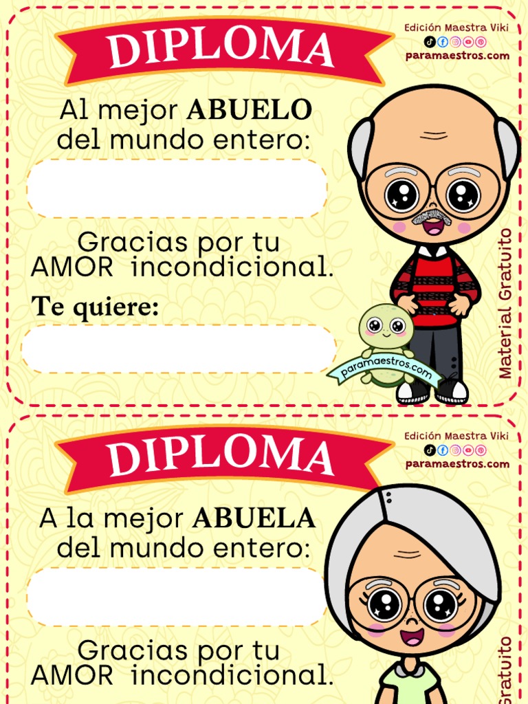 Día Del Abuelo Material Gratuito Paramaestroscom DIPLOMA | PDF