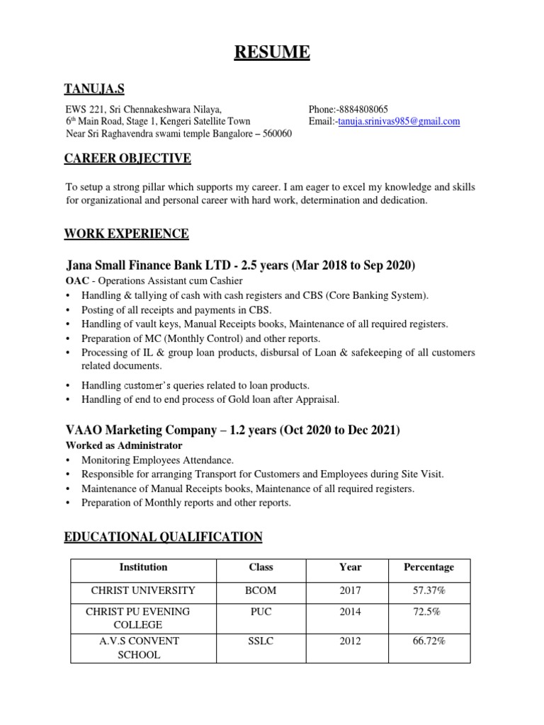 Tanu CV | PDF | Business