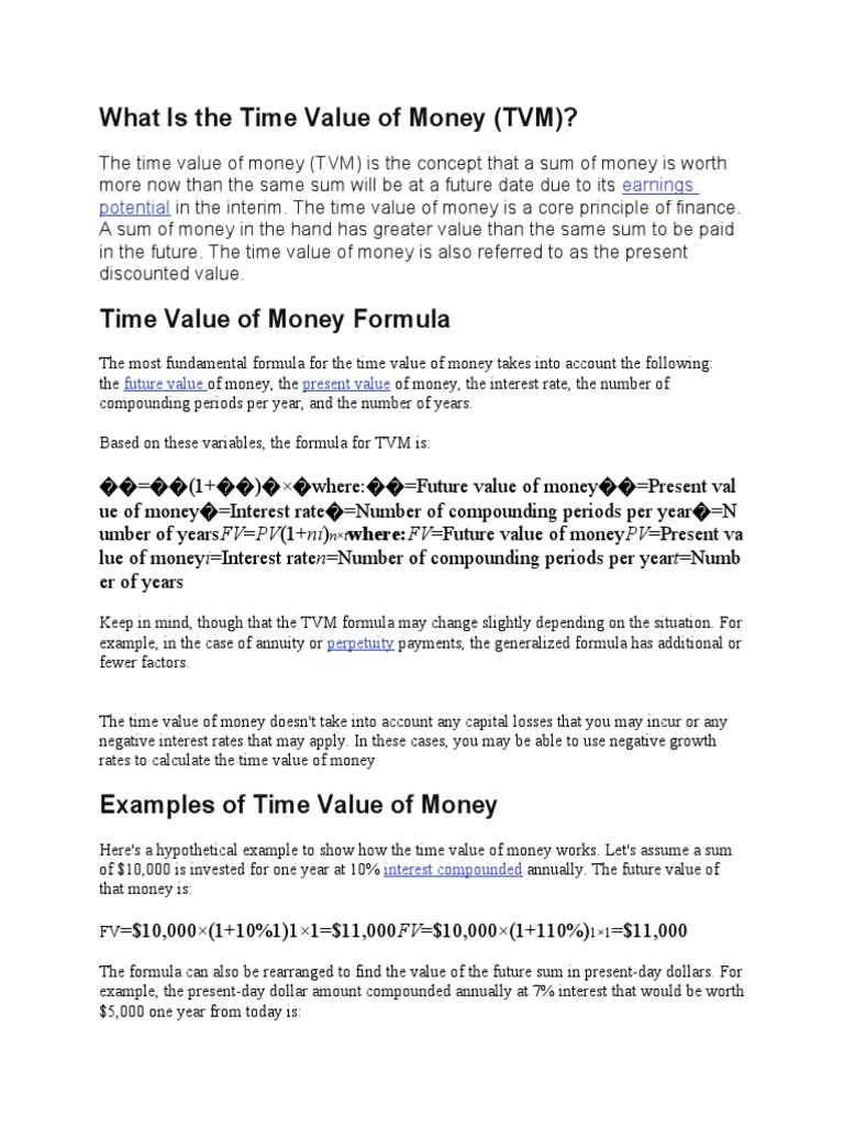 Finance Basics: Time Value of Money | PDF
