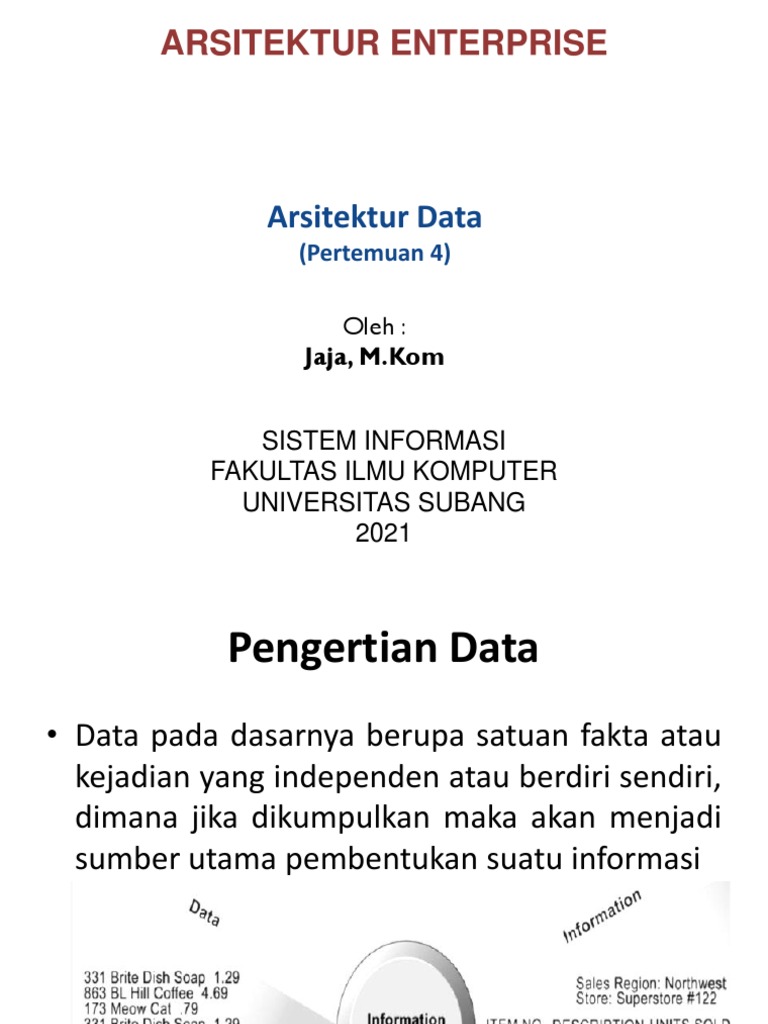 Arsitektur Enterprise Sesi 4 Arsitektur Data | PDF