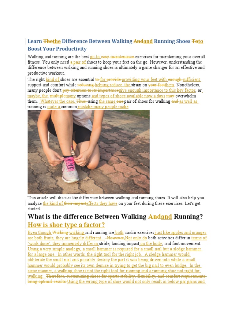 Difference Between Walking and Running Shoes | PDF | Foot | Running