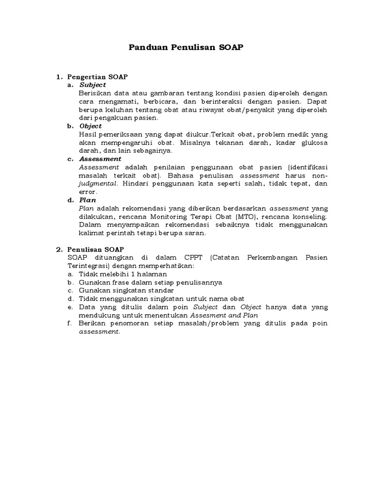 Panduan Penulisan SOAP Farmasi | PDF