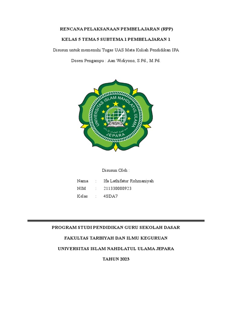 RPP Ipa Kelas 5 SD - Sistem Pernapasan Manusia | PDF