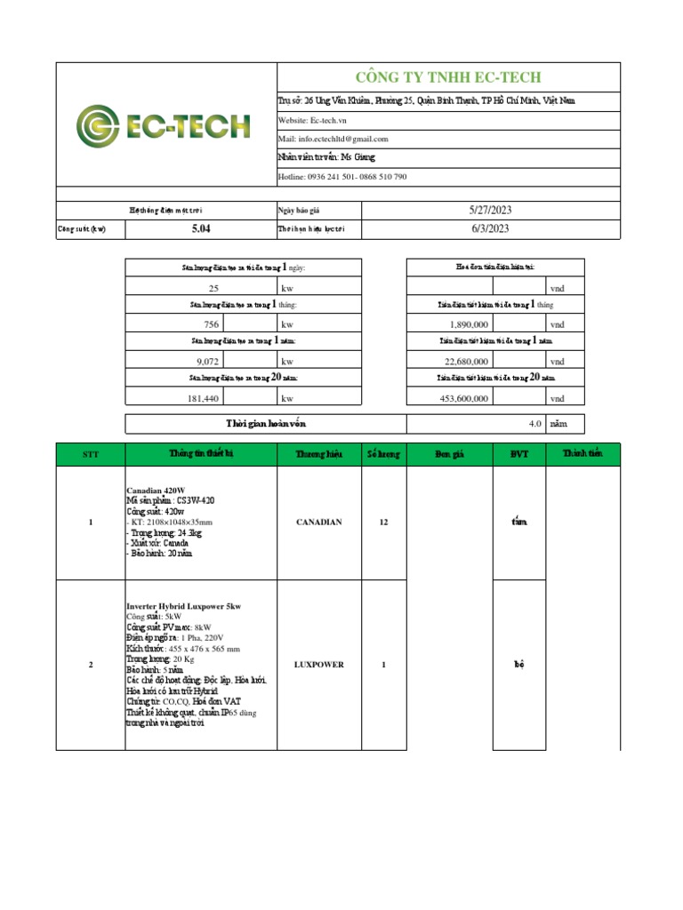 BBG - 5kw Lưu Trữ | PDF