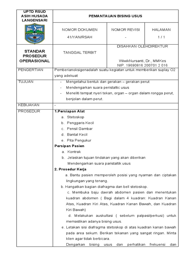 Sop Pemantauan Bising Usus | PDF