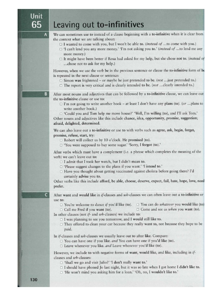 Leaving Out To-Infinitives | PDF