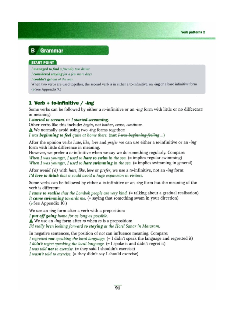 Verb Patterns 2 - Grammar For CAE CPE | PDF