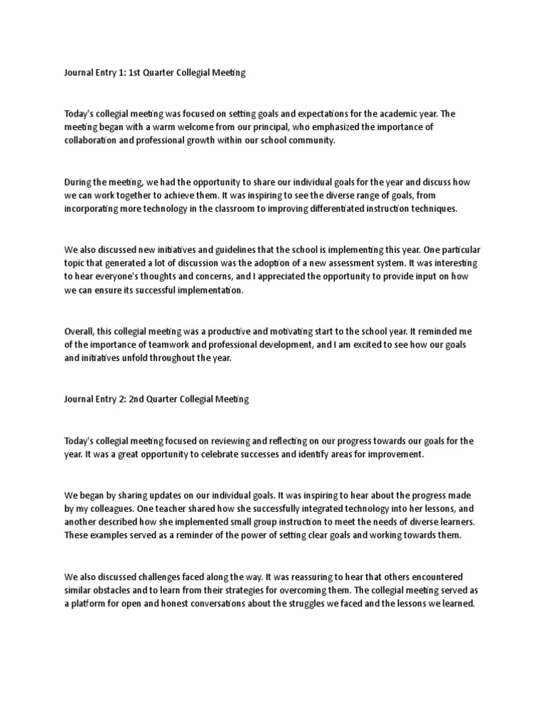 Collegial Meeting | PDF | Teachers | Learning