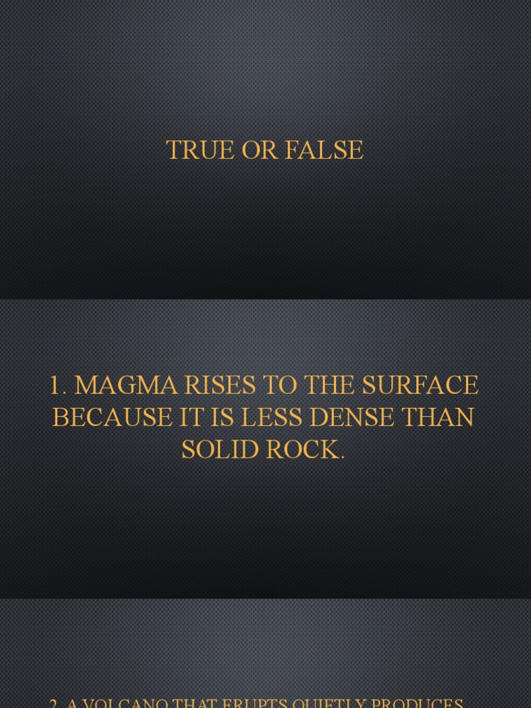 True or False Volcano | PDF