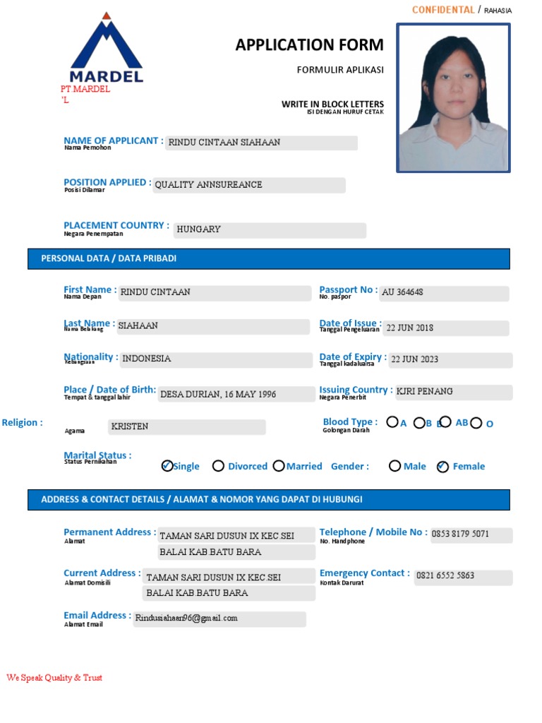 Application Form Europe | PDF