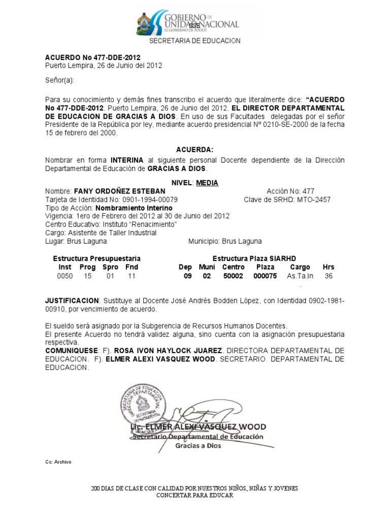 Nombramiento Interino Docente 2012 | PDF