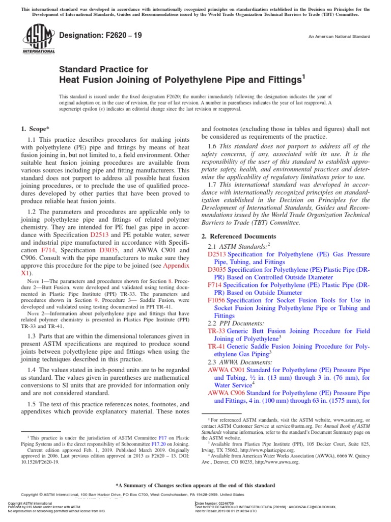 Astm F2620 | PDF | Pipe (Fluid Conveyance) | Electrical Connector