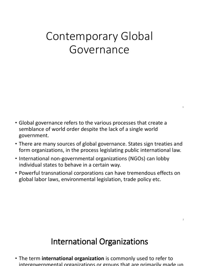 Contemporary Global Governance | PDF | United Nations | International ...