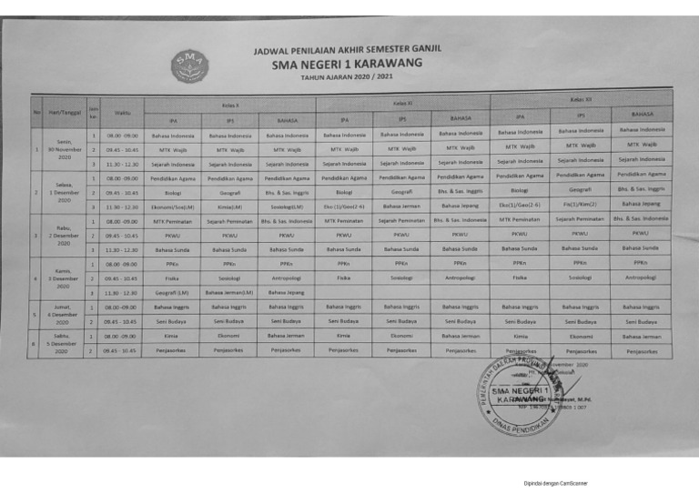 Jadwal PAS 2020 - 2021 | PDF