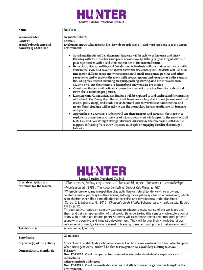 Science Lesson Plan Exploring Snow | PDF | Learning | Cognitive Science