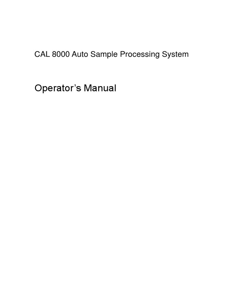 CAL 8000 - Operator's Manual - V7.0 - EN | PDF | Laboratories | Barcode