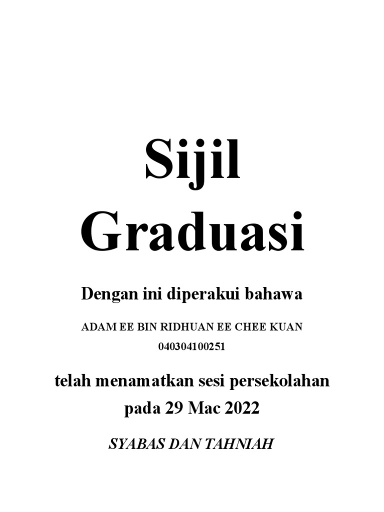 Sijil Graduasi | PDF